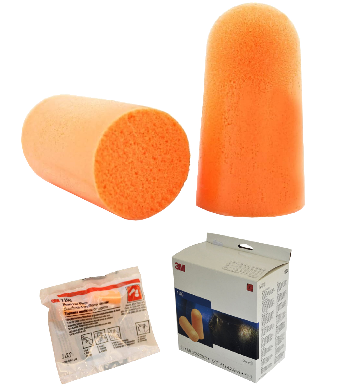 Inserti auricolari SNR 35 dB 3M™ - 1100 colore ARANCIONE | Cenigomma